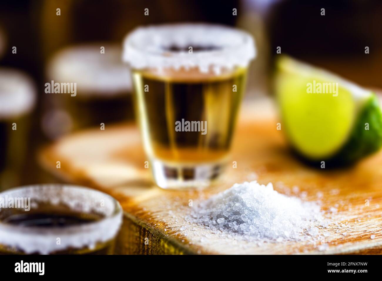 coarse salt at the bottom, spot focus. Ingredient for consumption of ...