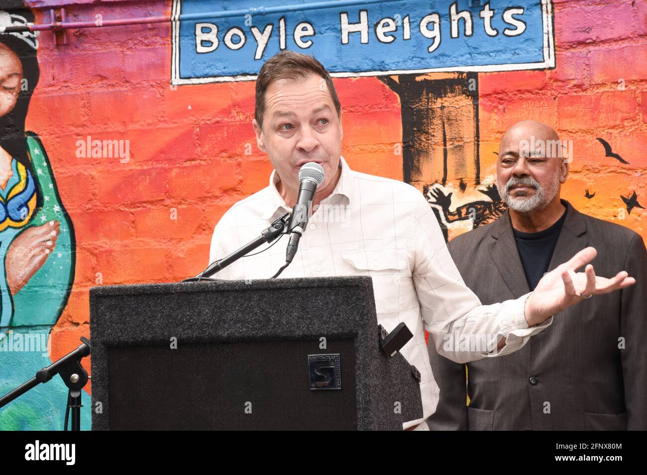 Boyle Heights, California, USA. 19th May, 2021. French Stewart speaks ...