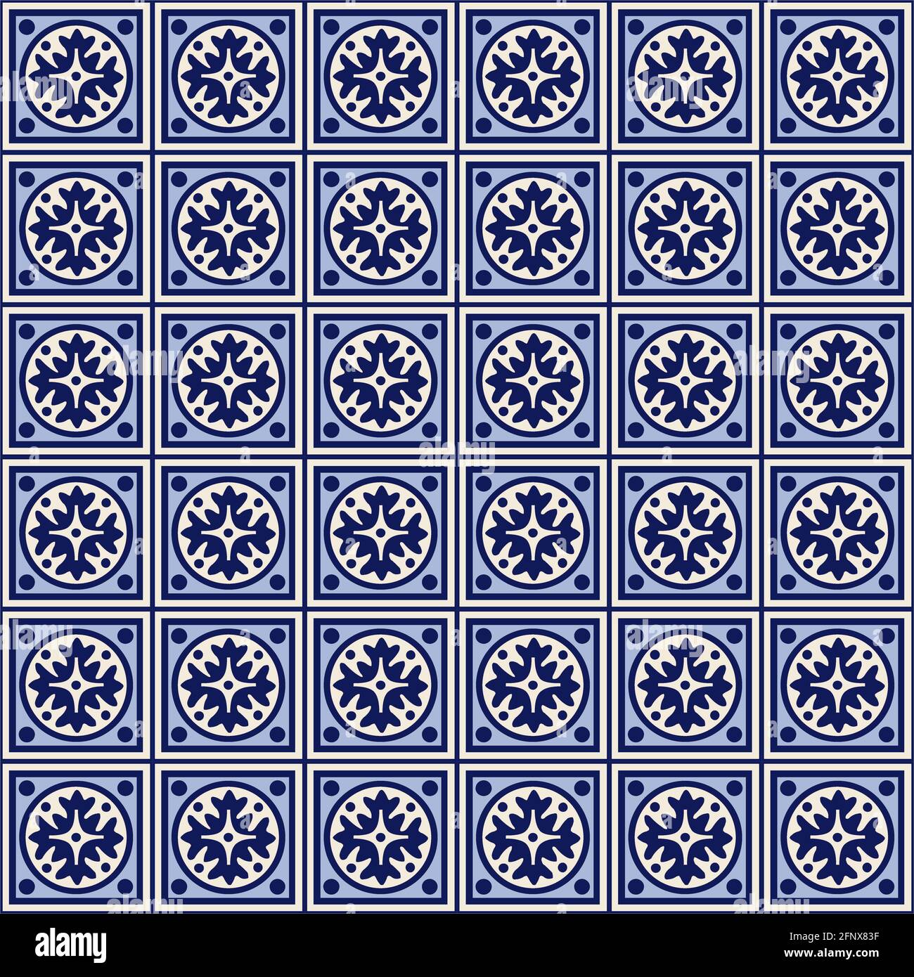 Blue tiles pattern, resembling portuguese azulejo tilework. Graphic ...