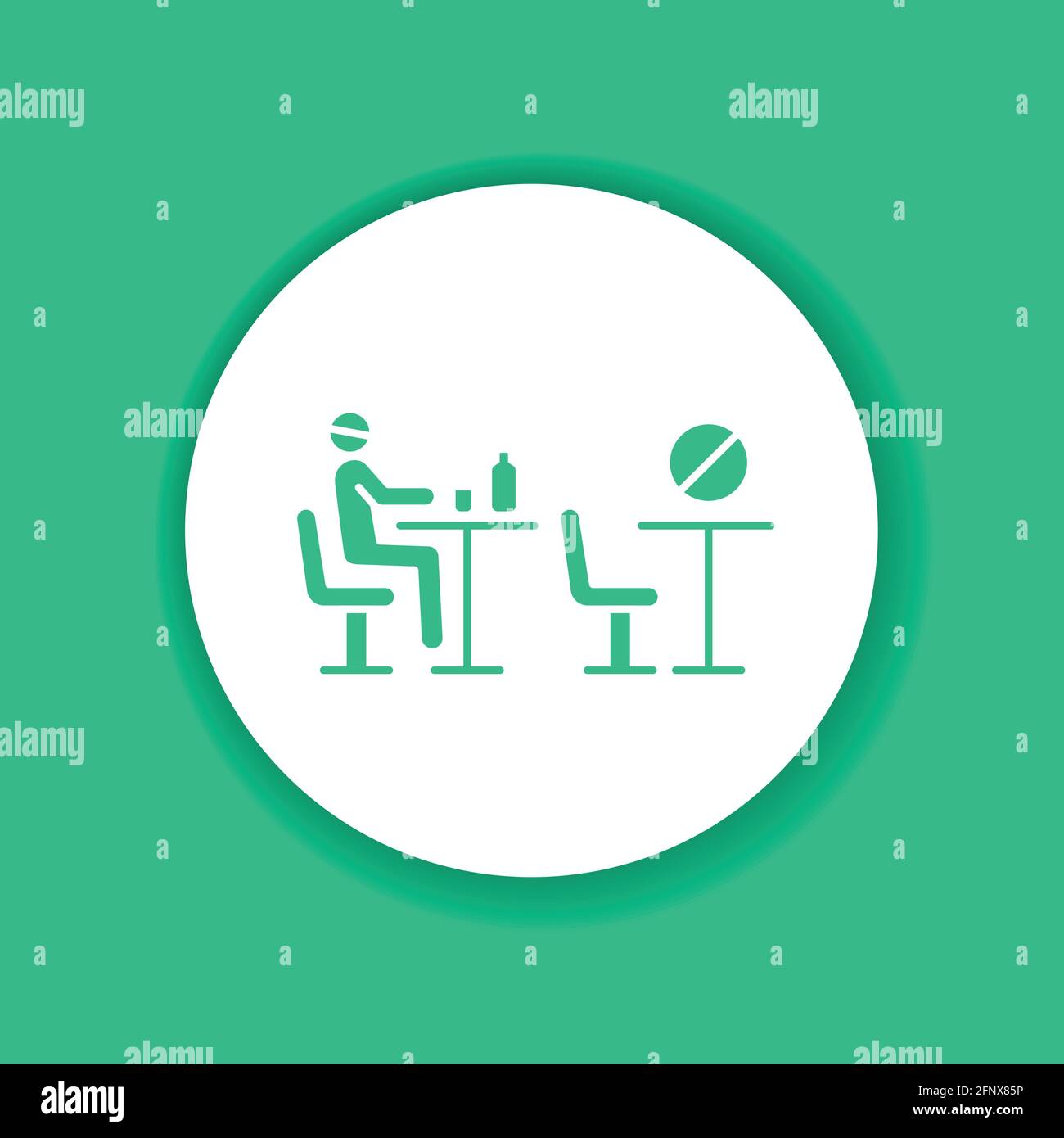 Man sitting in cafe color glyph icon. Safe travel. Pictogram for web ...