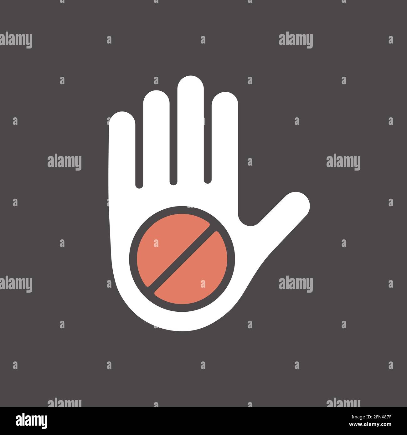 Hand stop or forbidden vector glyph icon. Demonstration, protest ...