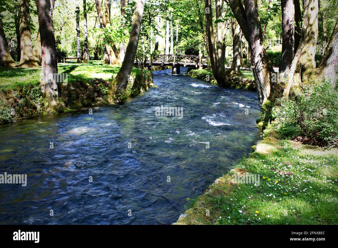 Bosna river in Vrelo Bosne park in Sarajevo, Bosnia and Herzegovina ...