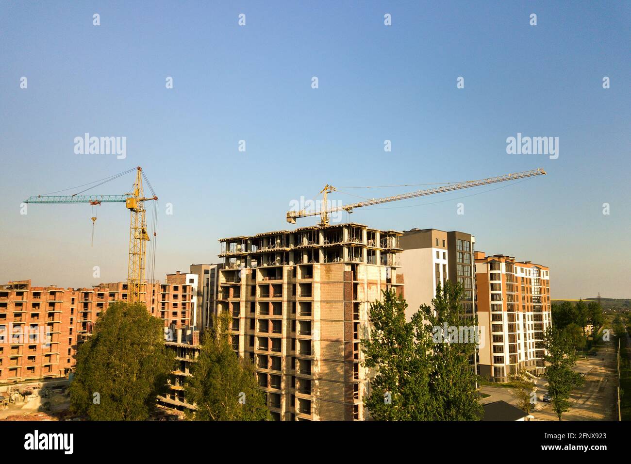High multi storey residential apartment buildings under construction ...
