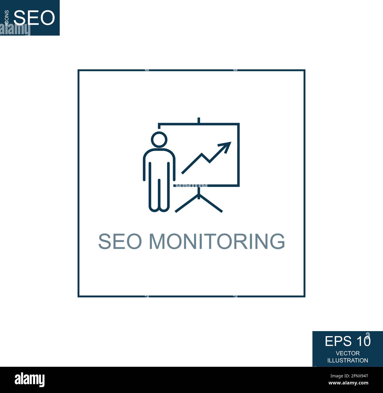 Abstract business icons, CEO research monitoring - Vector illustration ...