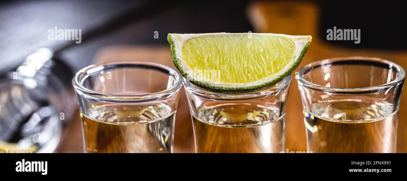 several glass of mezcal (or mezcal), typical and exotic brandy from ...