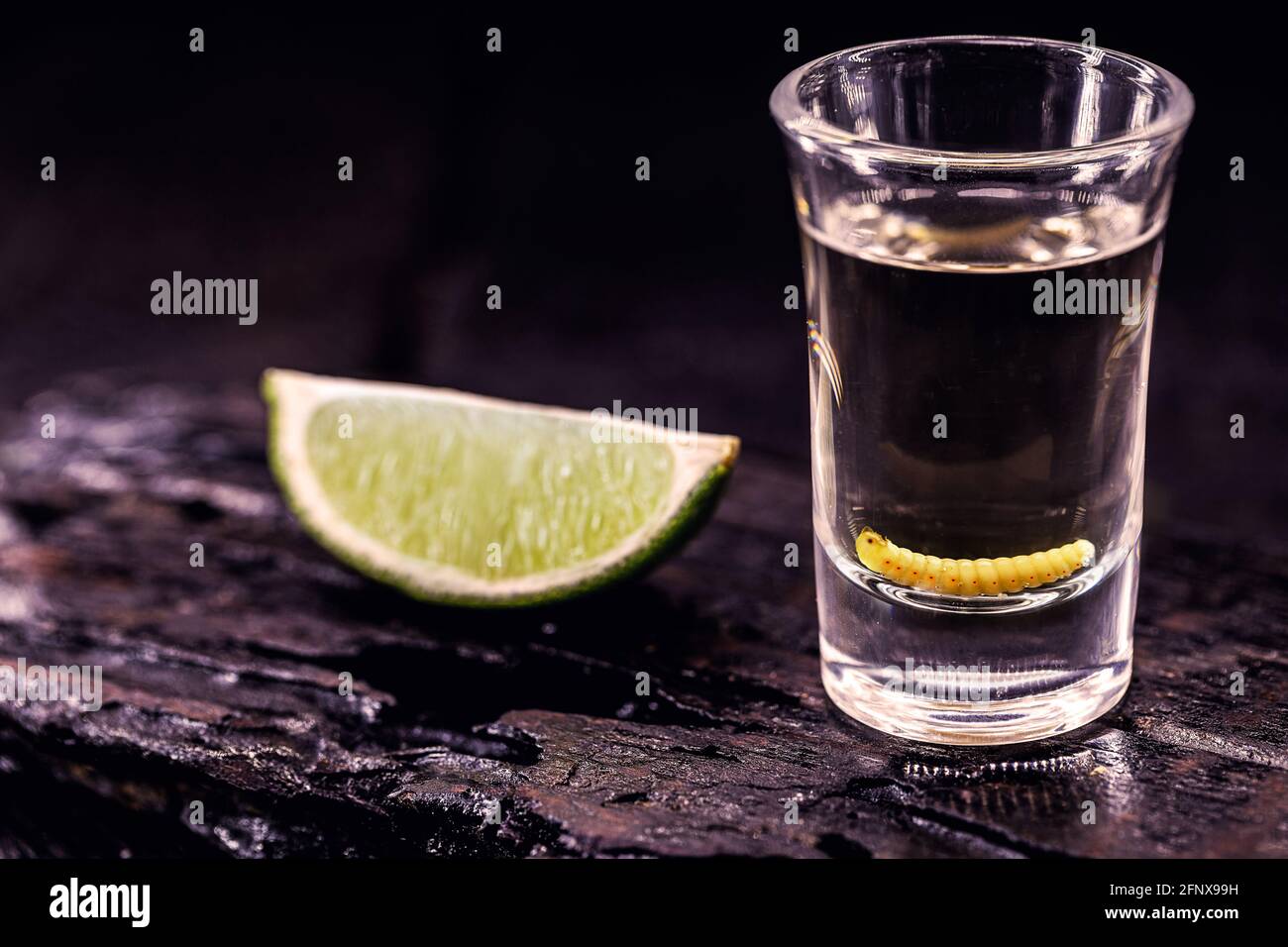 several glass of mezcal (or mezcal), typical and exotic brandy from ...