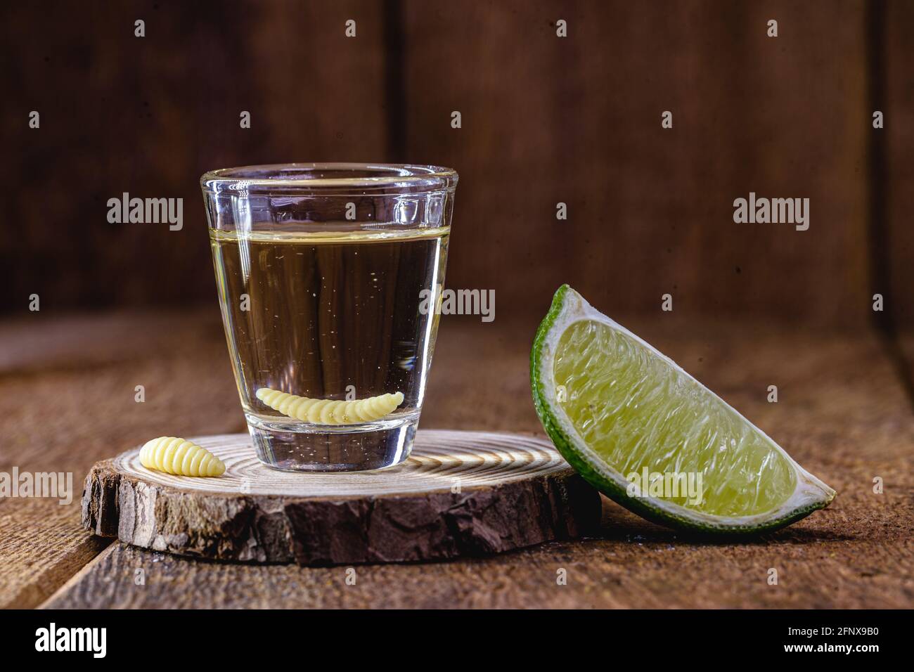 several glass of mezcal (or mezcal), typical and exotic brandy from ...