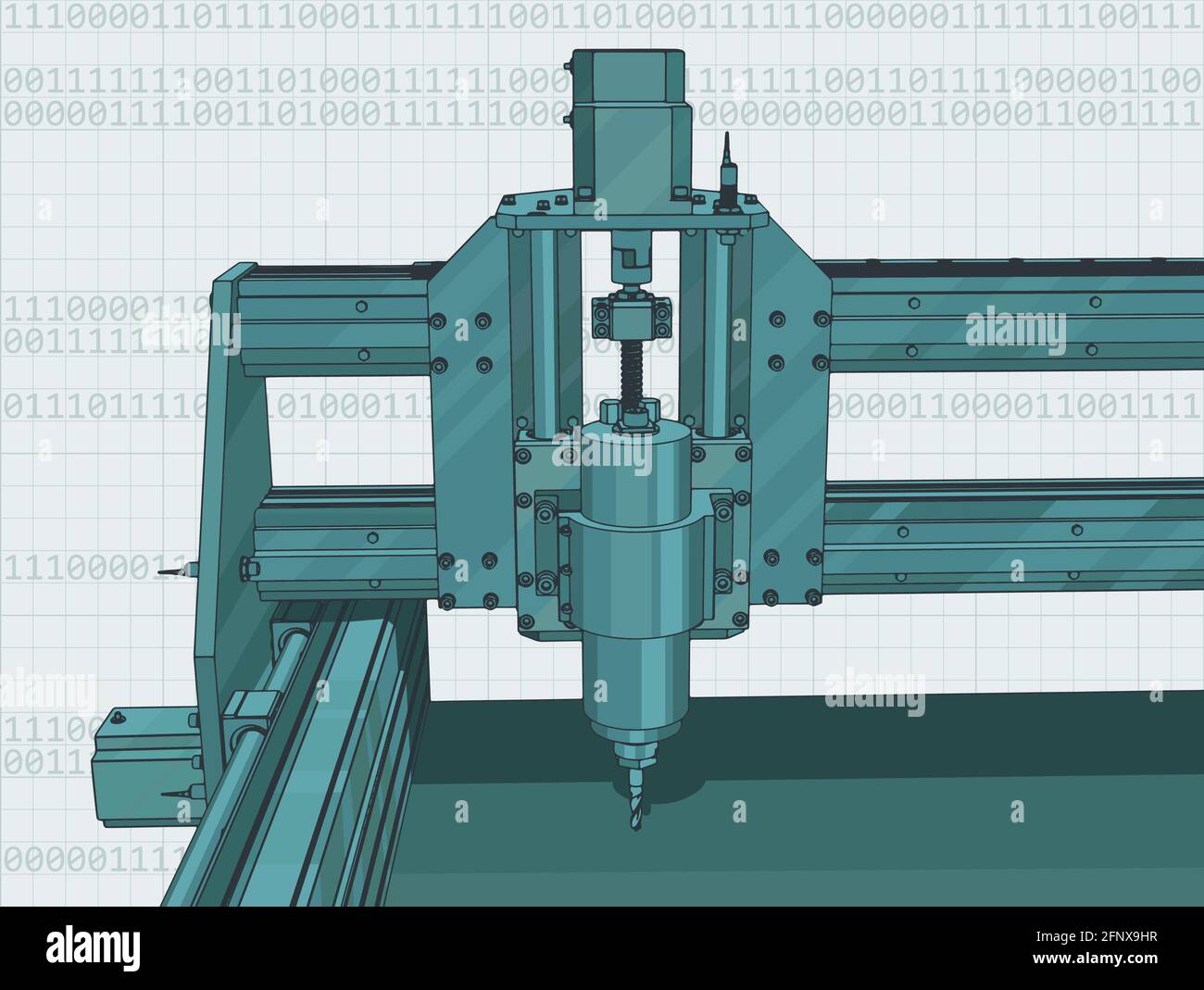 Stylized vector illustrations of automated CNC machine for 3D carving Stock Vector Image & Art ...