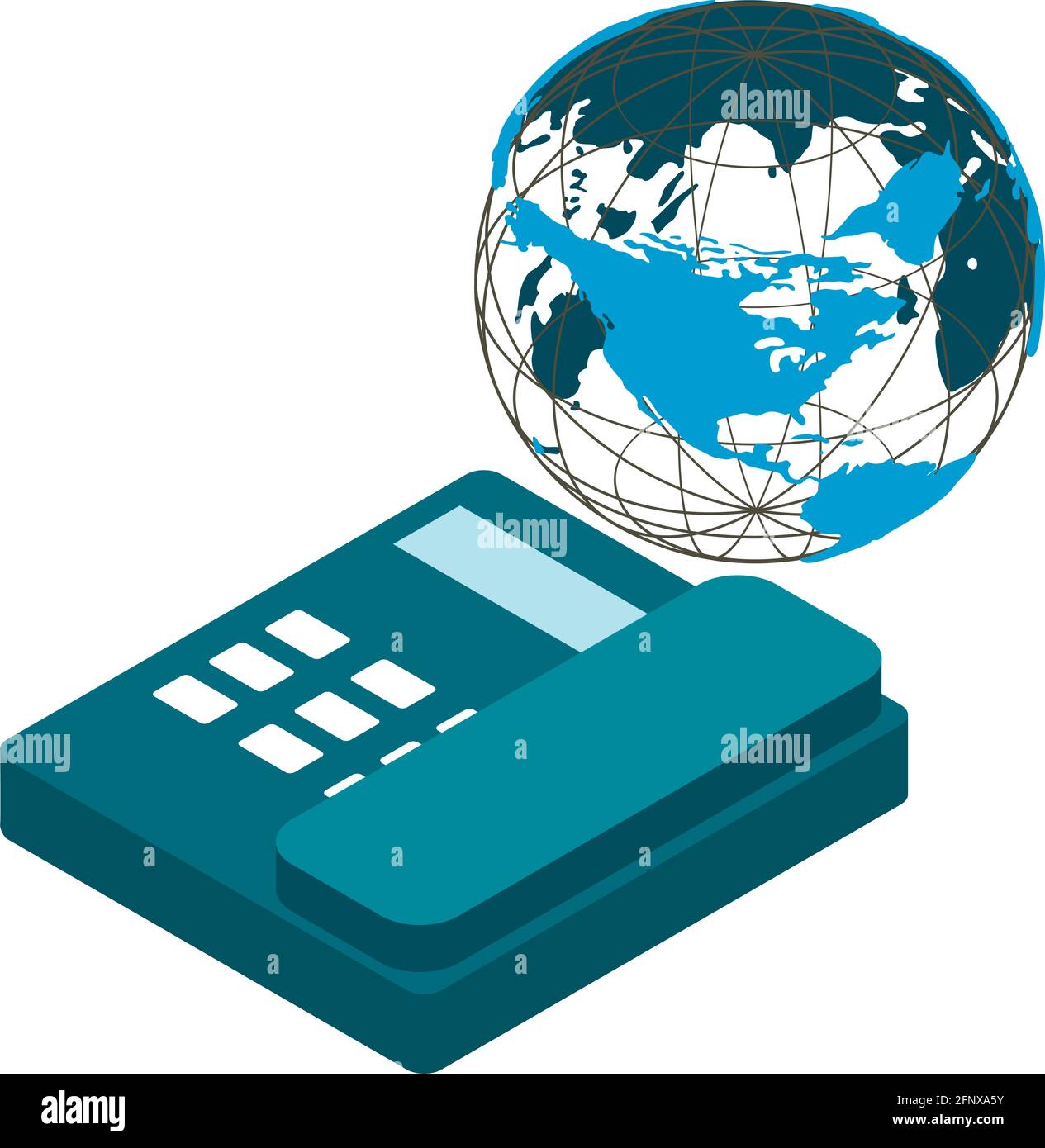 Global telephony icon. Isometric illustration of global telephony ...