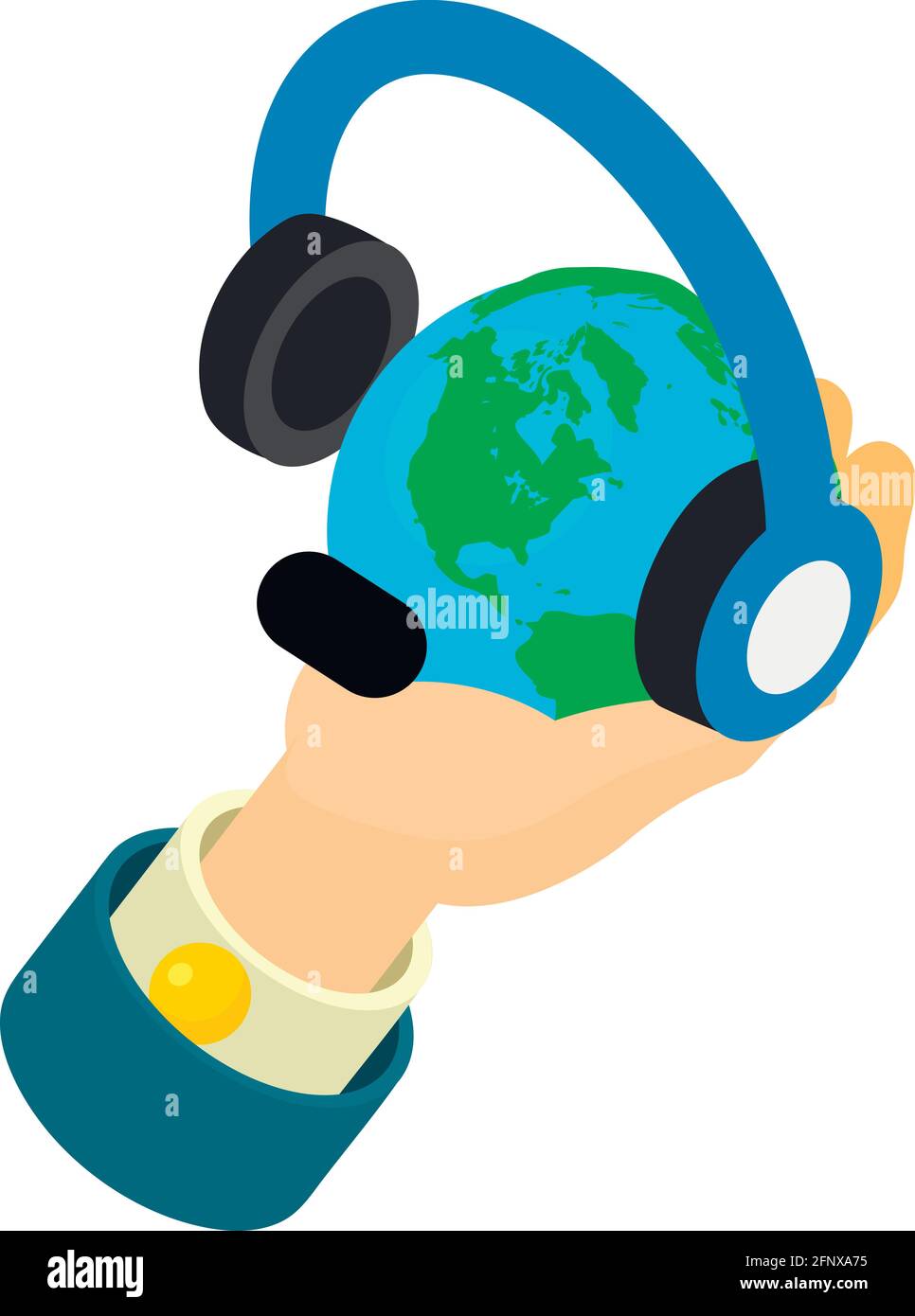 Global support icon. Isometric illustration of global support vector ...