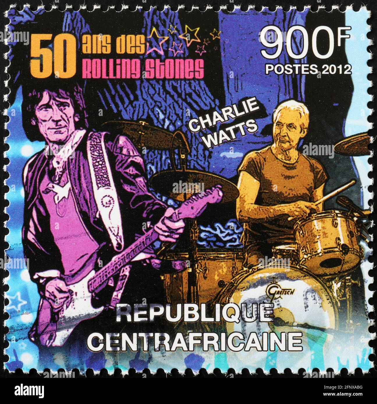 Charlie Watts of Rolling Stones on african postage stamp Stock Photo ...