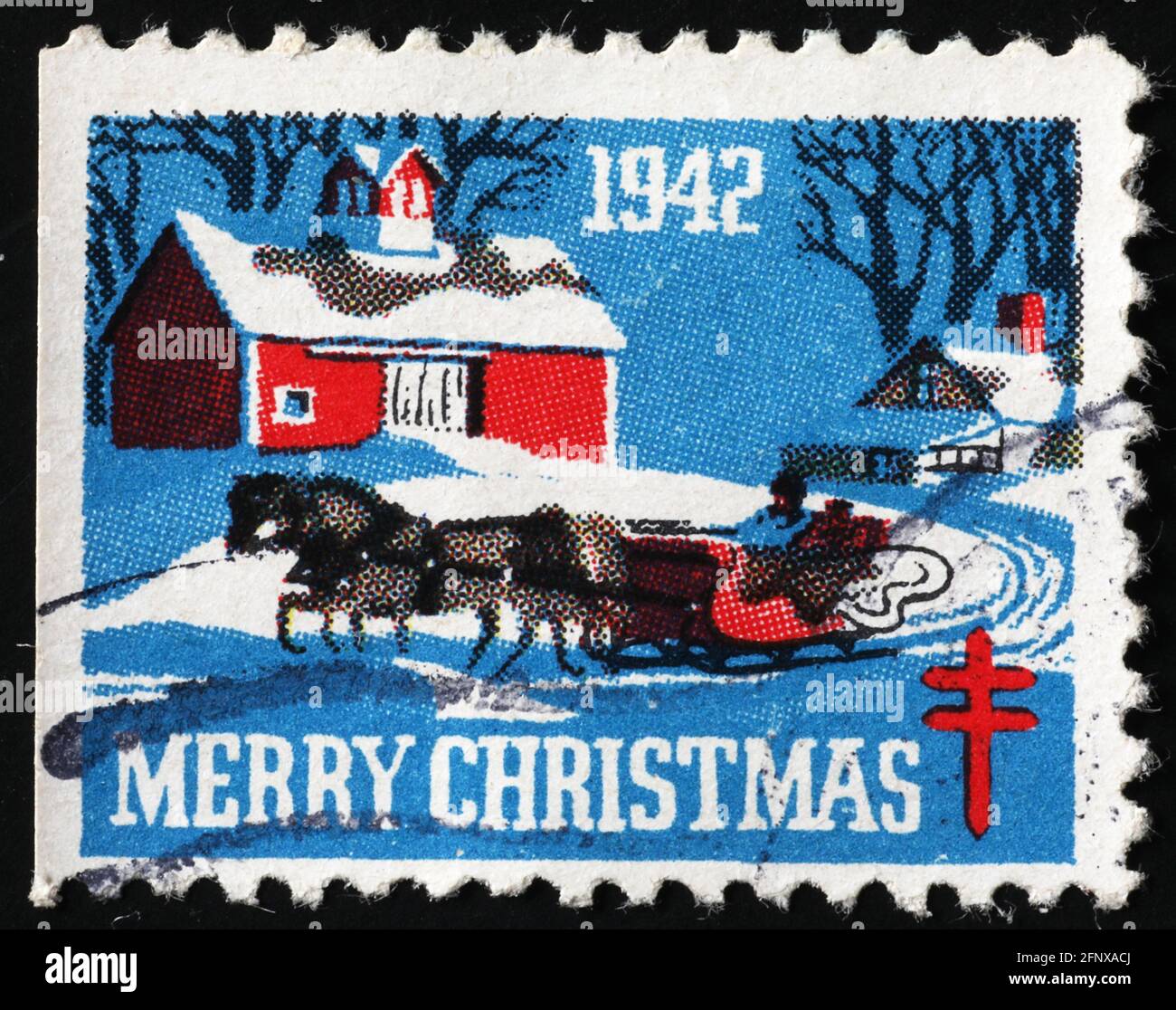 Christmas of 1942 celebrated on american stamp Stock Photo - Alamy
