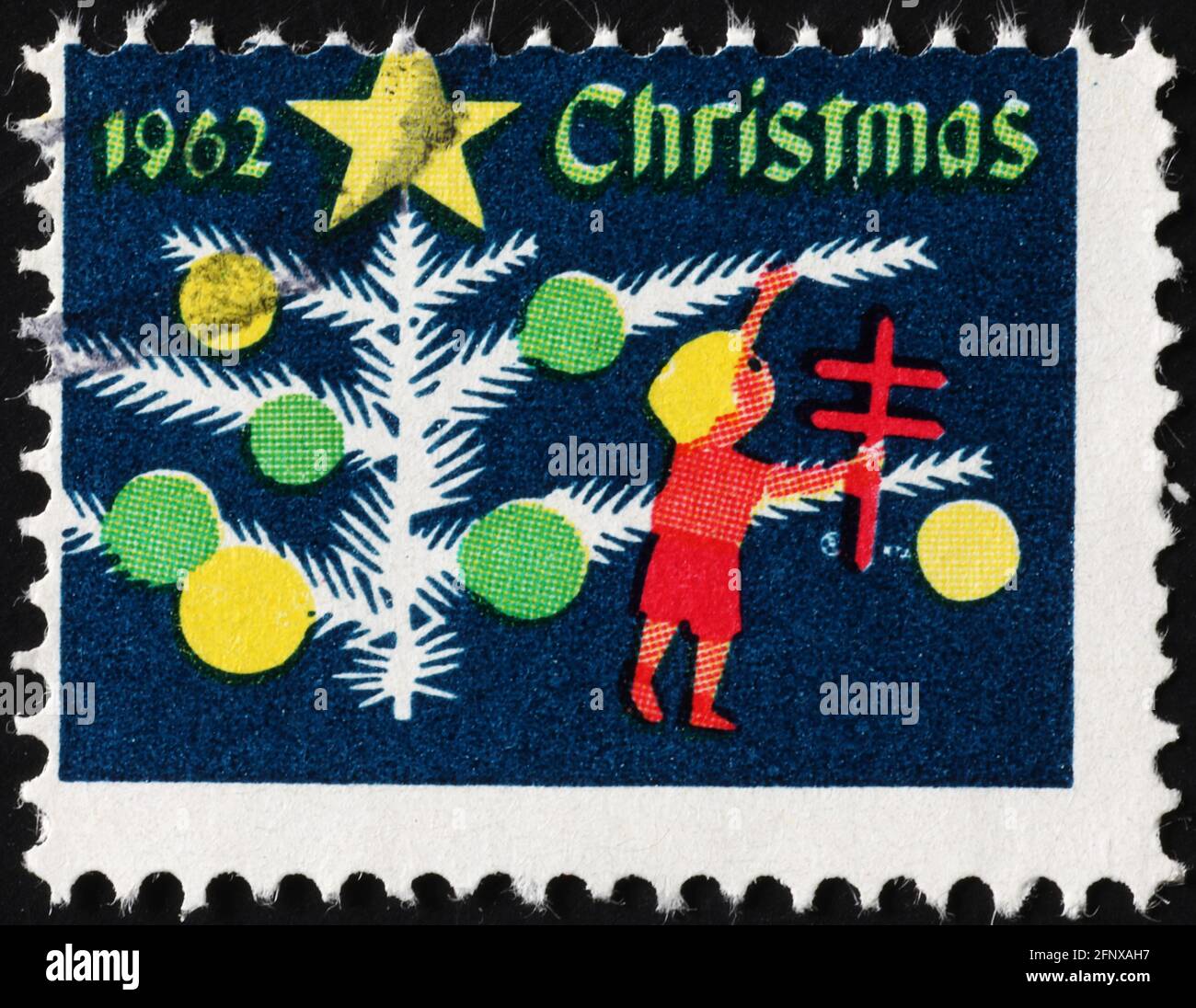 Christmas of 1962 celebrated on american stamp Stock Photo - Alamy