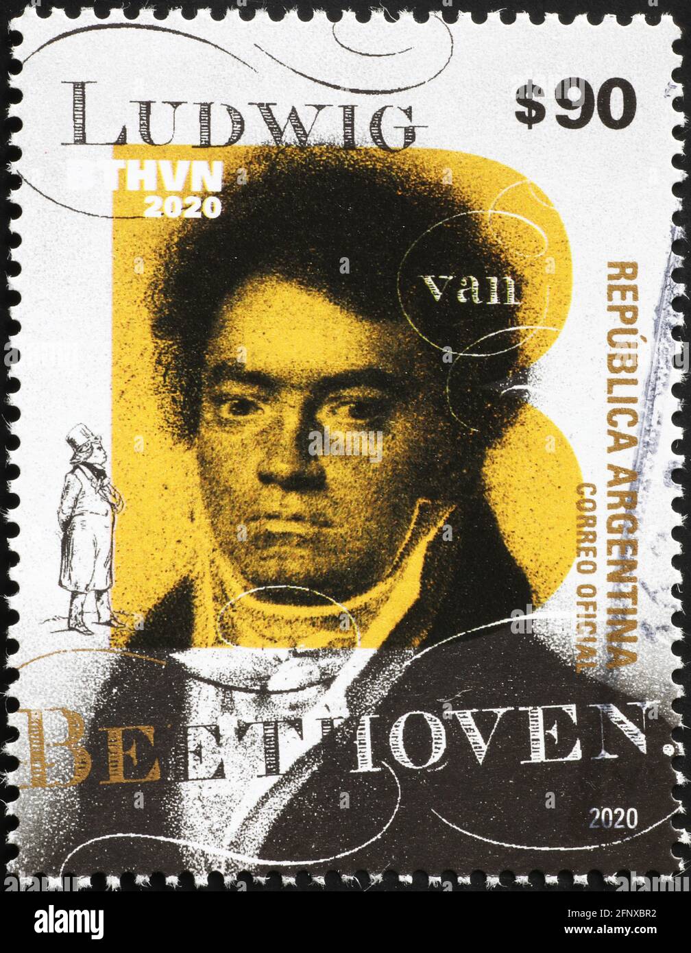 Ludwig van Beethoven on argentine postage stamp Stock Photo - Alamy