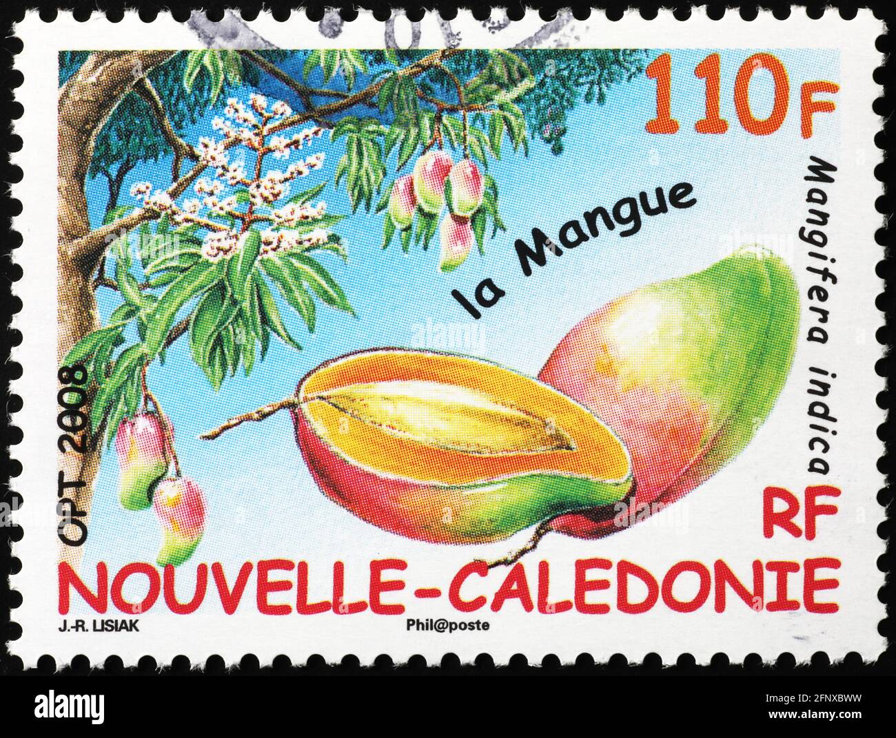 Mangoes on postage stamp of New Caledonia Stock Photo - Alamy