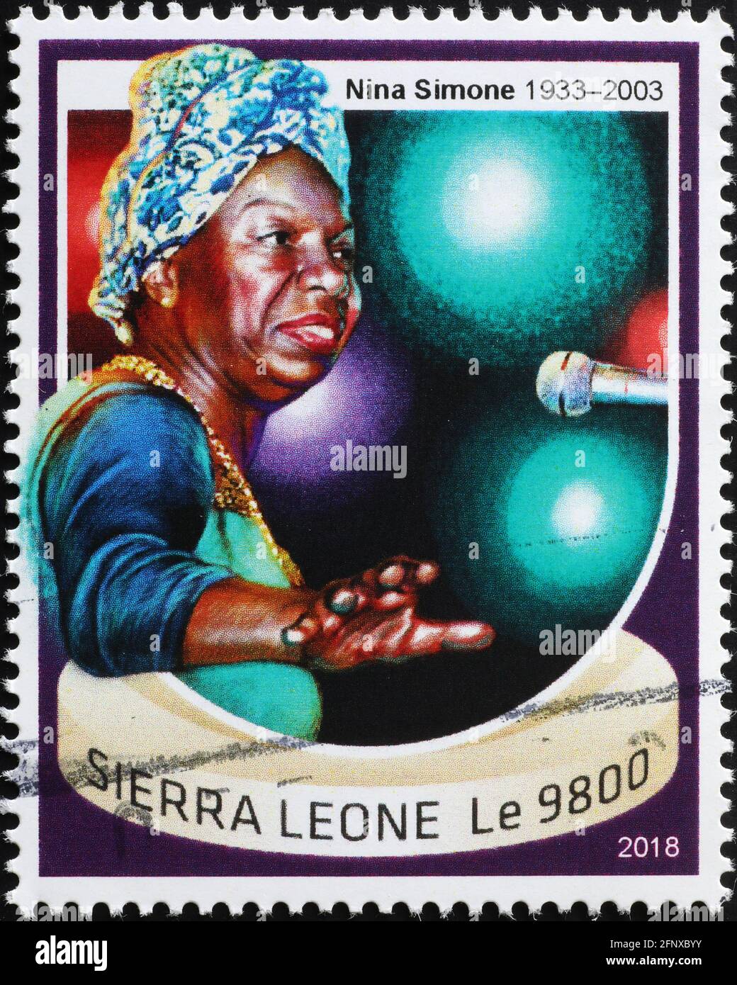 Nina Simone in concert on postage stamp Stock Photo - Alamy