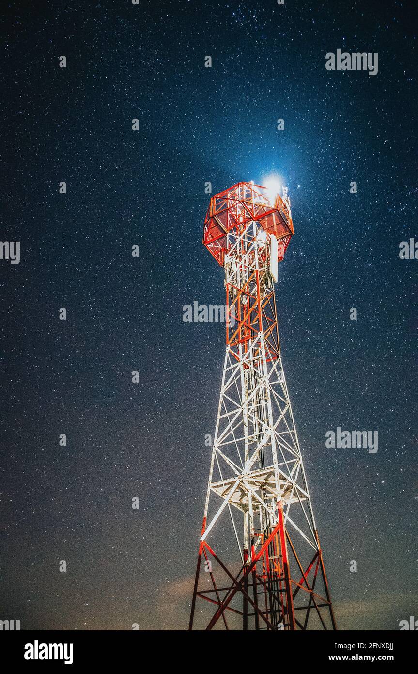 Radio tower at night hi-res stock photography and images - Alamy