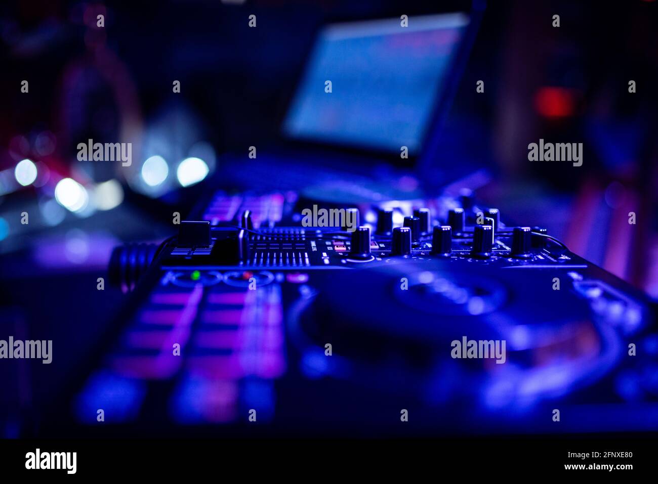 DJ Mixing Music Track On Festival Stock Photo - Alamy