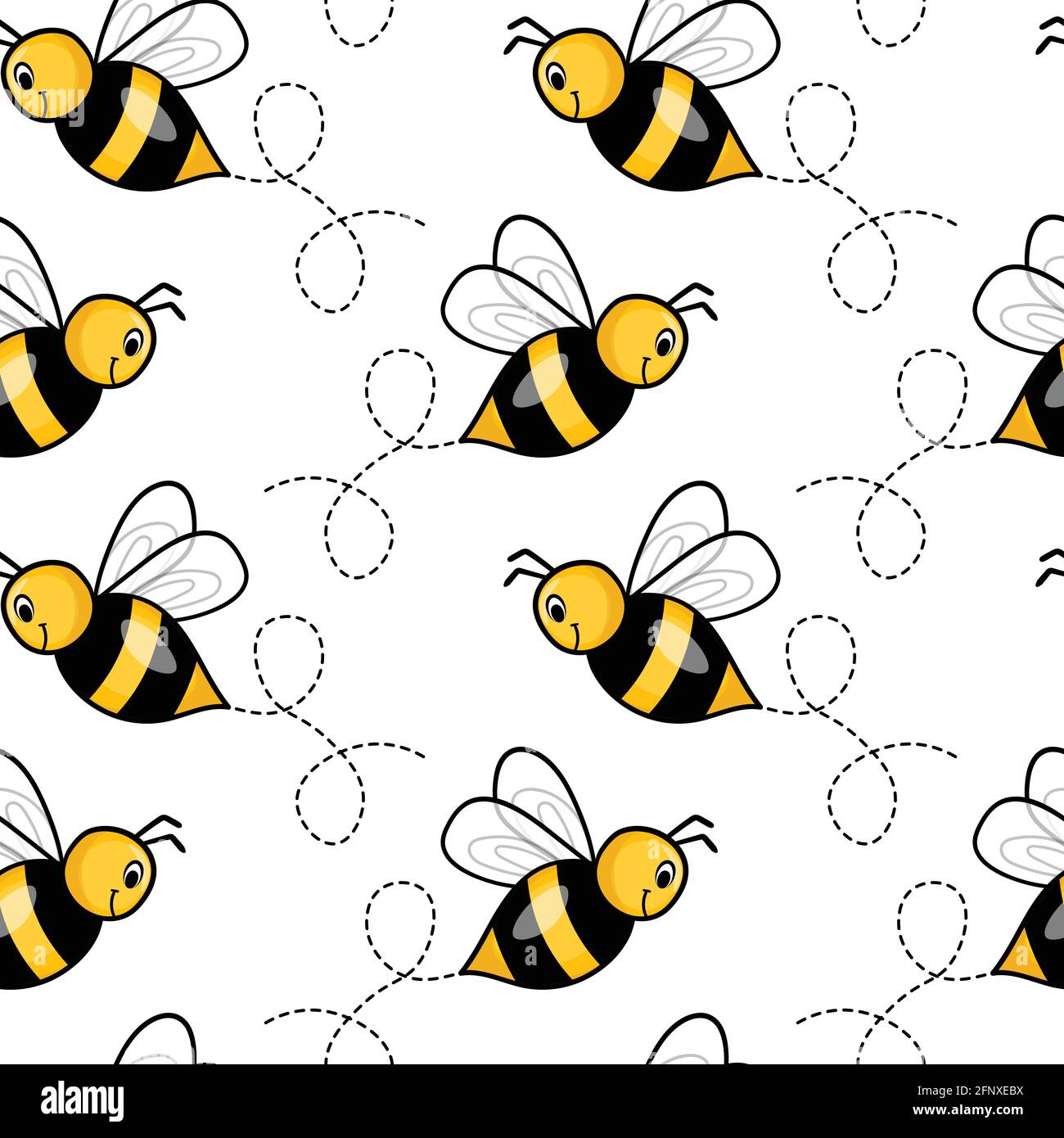 Seamless pattern with bees on white background. Small wasp. Vector ...