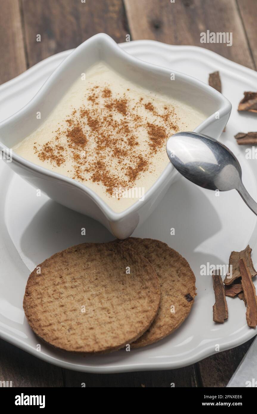 Delicious custard dessert with cinnamon Stock Photo - Alamy
