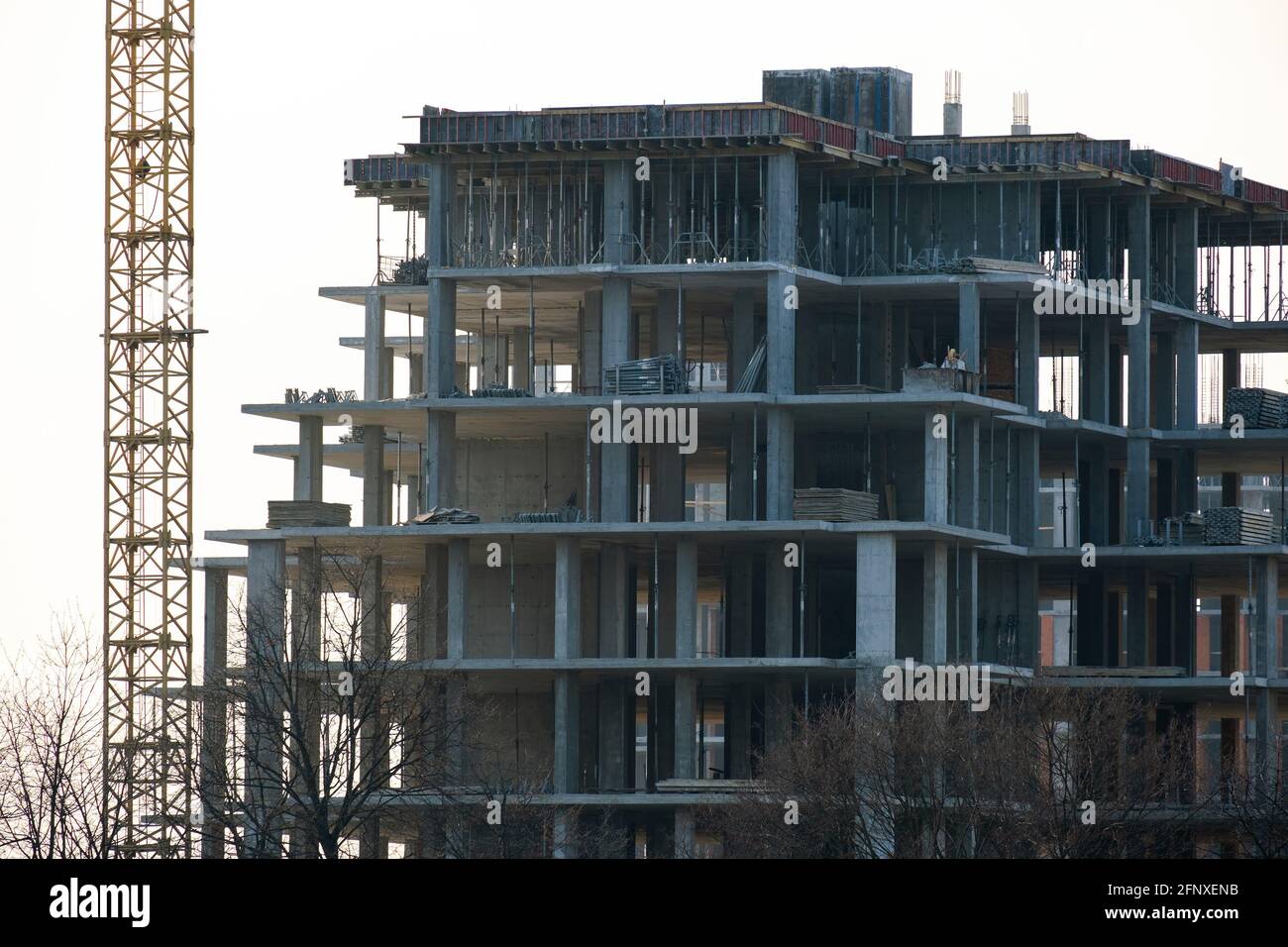 Tower cranes and high residential apartment buildings under ...