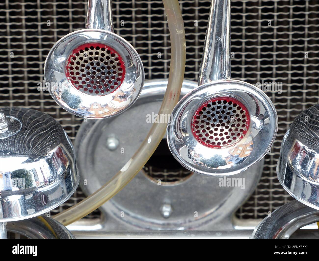 Closeup shot of shiny horns on a vintage car Stock Photo - Alamy