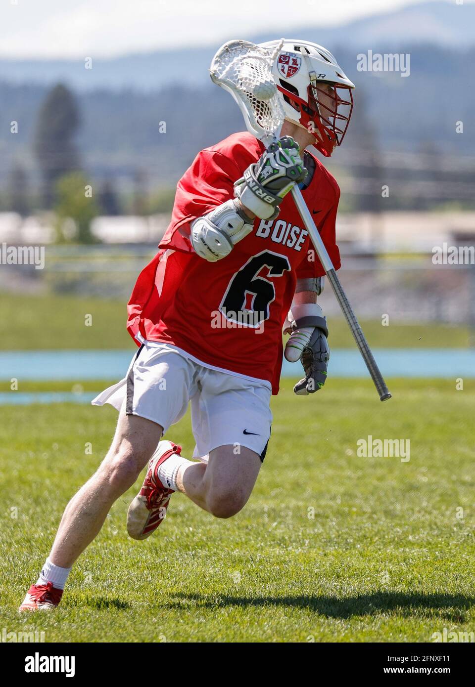 High School lacrosse action with Boise vs Coeur d'Alene High School in Coeur d'Alene, Idaho ...