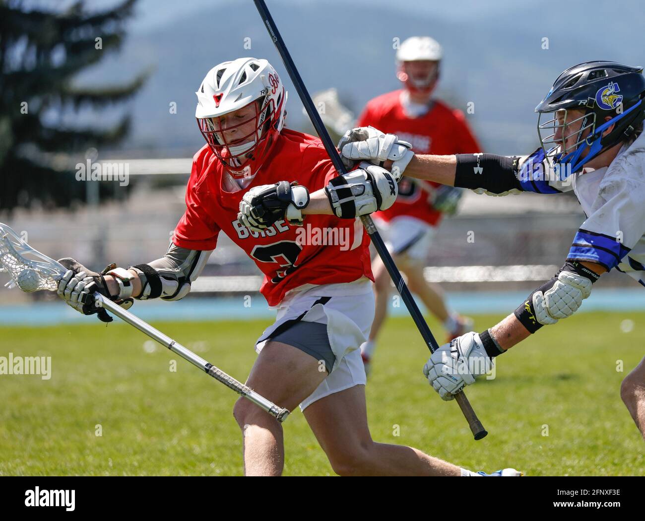 High School lacrosse action with Boise vs Coeur d'Alene High School in Coeur d'Alene, Idaho ...