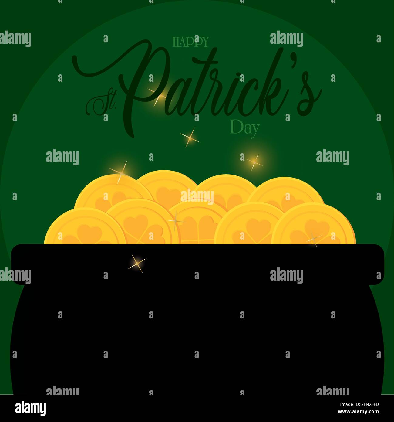 Saint patricks day Golden coins in a pot Vector illustration Stock ...