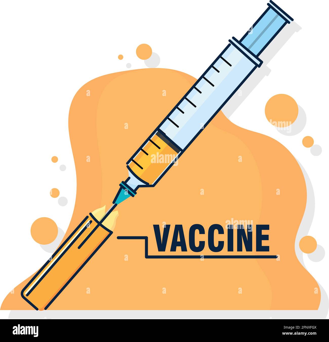 Sketch of vial and syringe Vaccination poster Vector illustration Stock ...