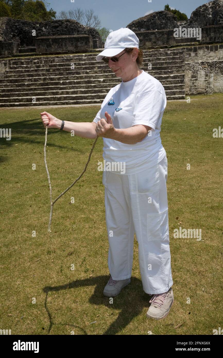 Dowsing for the energetic center at the Mayan ruins of Xunantunich, the ...
