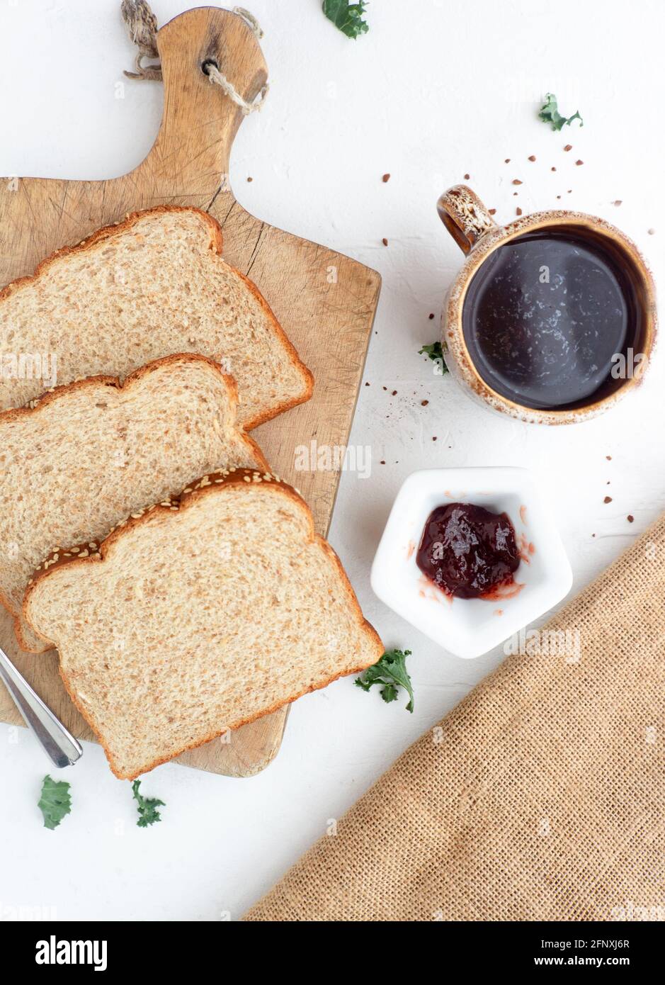 Breakfast over white background Stock Photo - Alamy