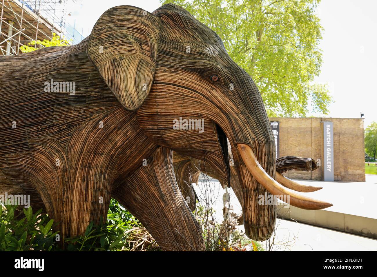 London, UK. 19 May 2021. Elephant sculptures at the Duke of York Square ...