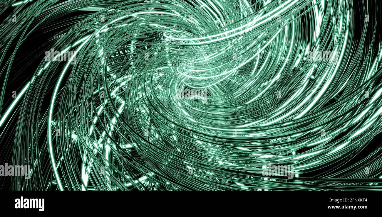 abstract futuristic green dynamic motion rotating twisted geometric ...