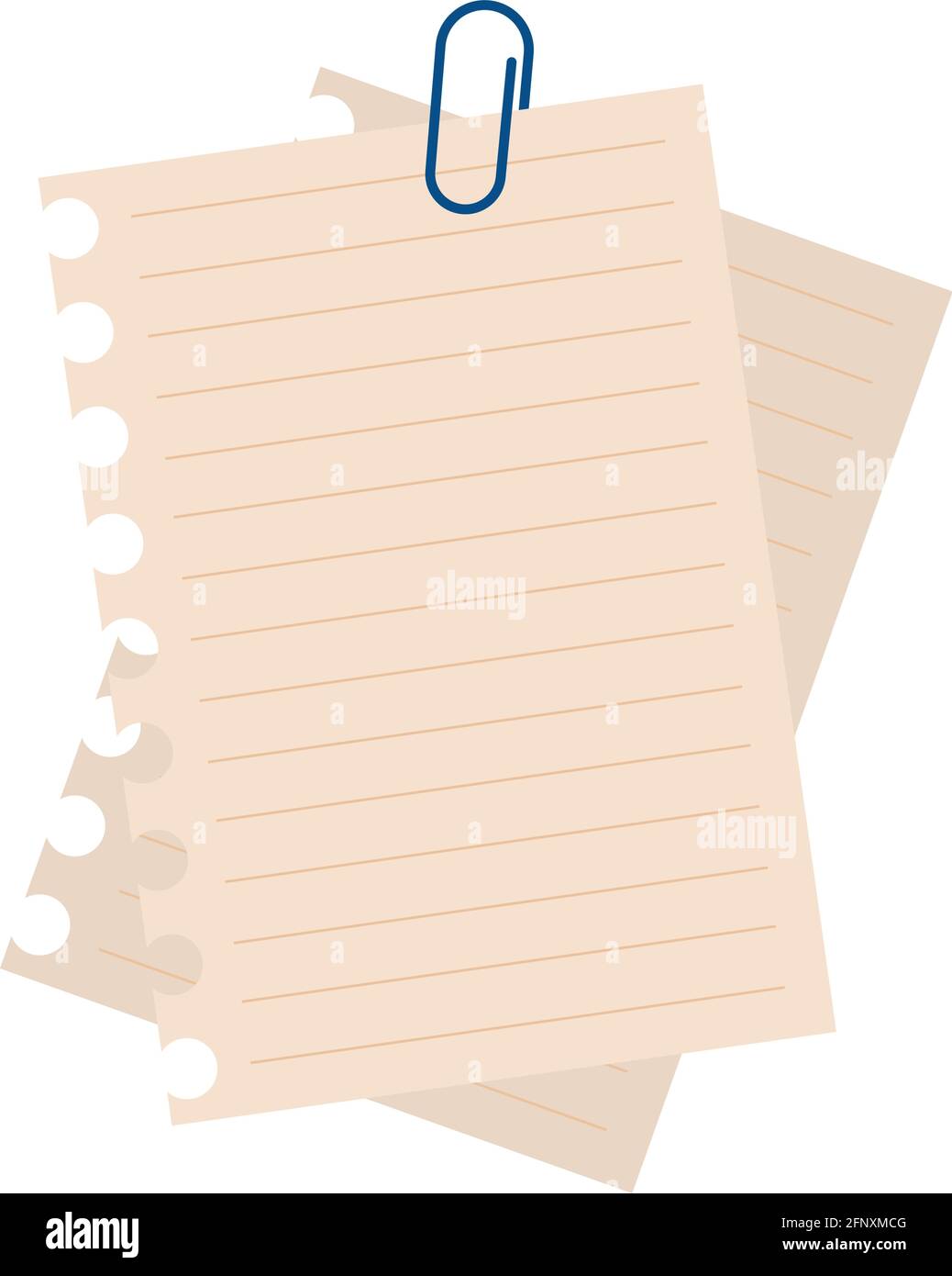 Sheets of paper with a clip School supplies Vector illustration Stock ...