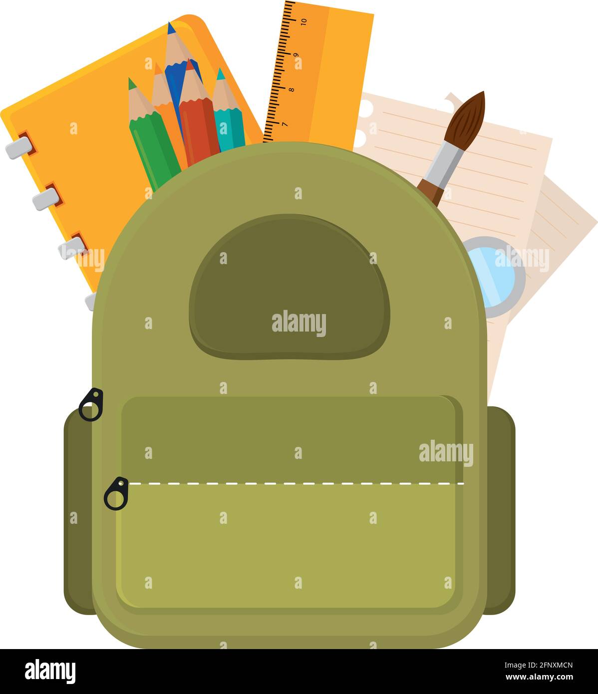Student bag with school supplies Vector illustration Stock Vector Image ...