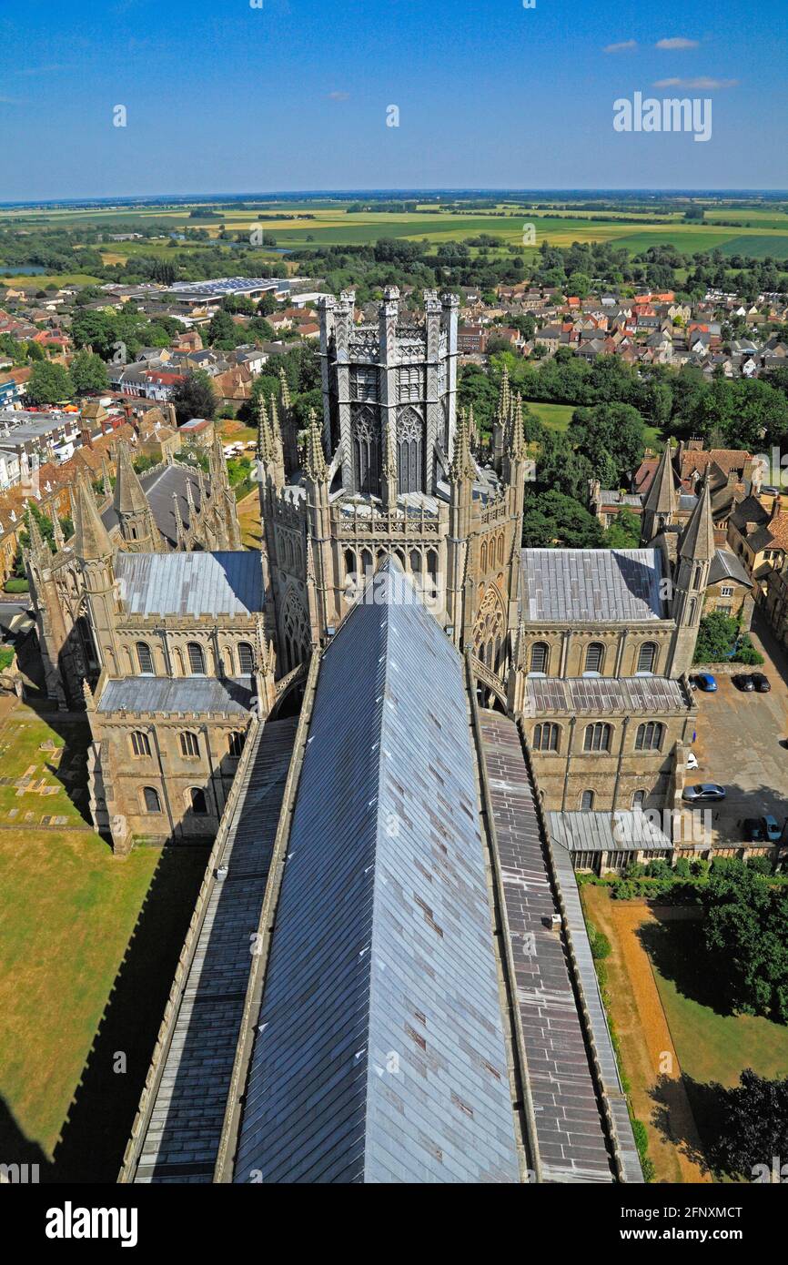 Ely Carhedral, Octagon, Lantern, tower and City, from West Tower ...