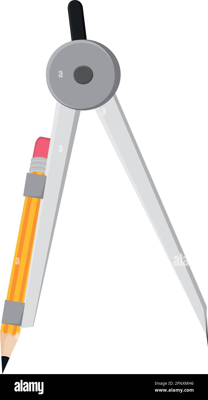 Isolated compass with a pencil School supplies Vector illustration ...