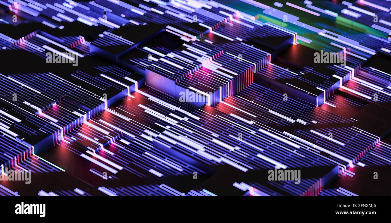 dark futuristic abstract micro technology surface 3d render ...