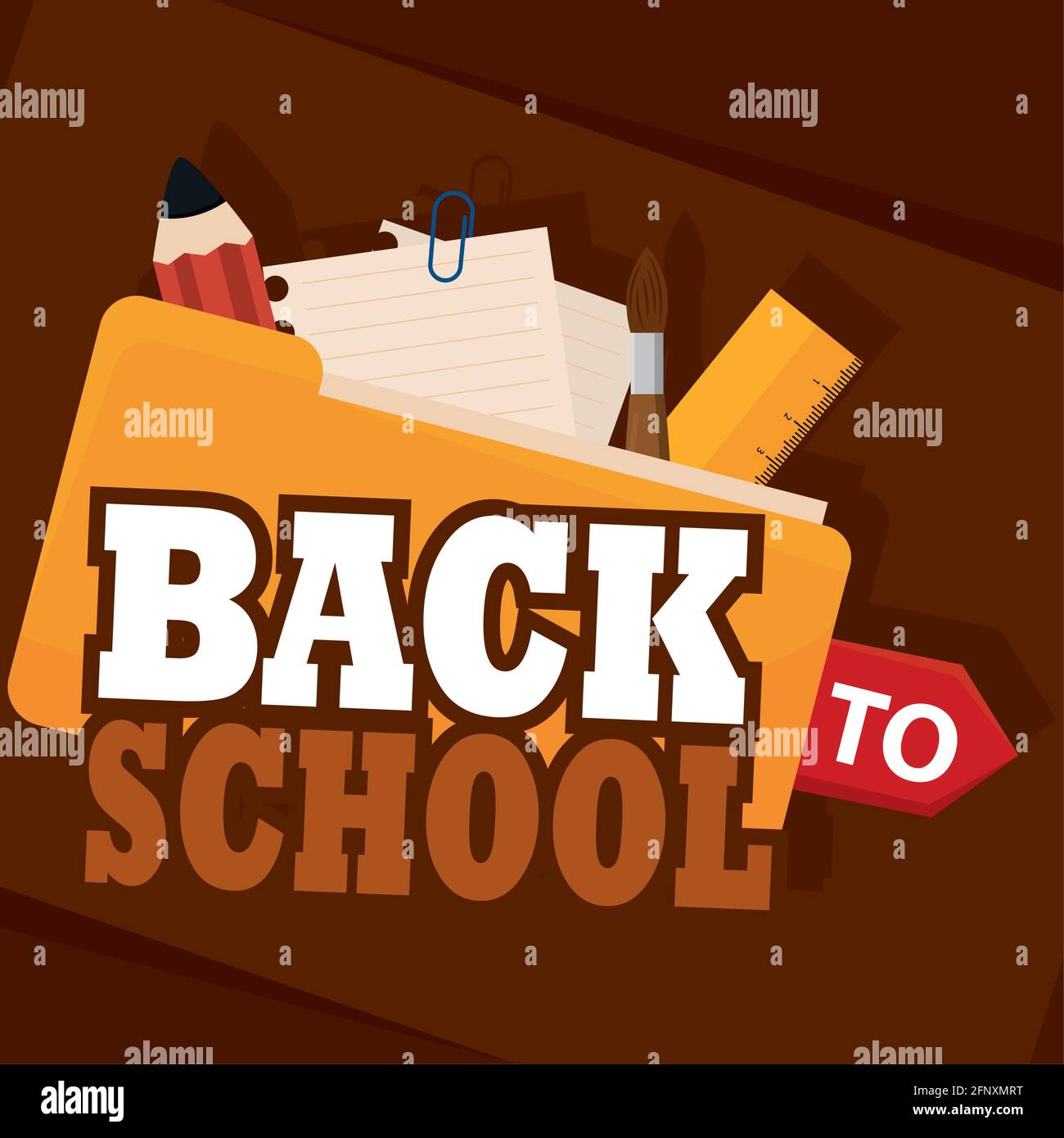 School supplies in a folder Back to school Vector illustration Stock ...