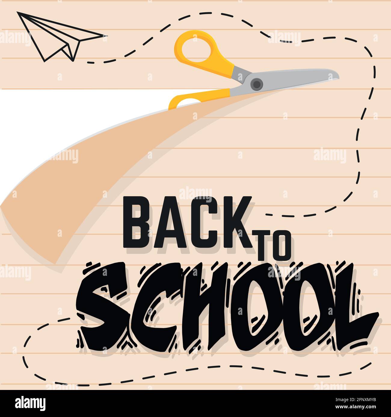 Scissors cutting paper Back to school Vector illustration Stock Vector ...