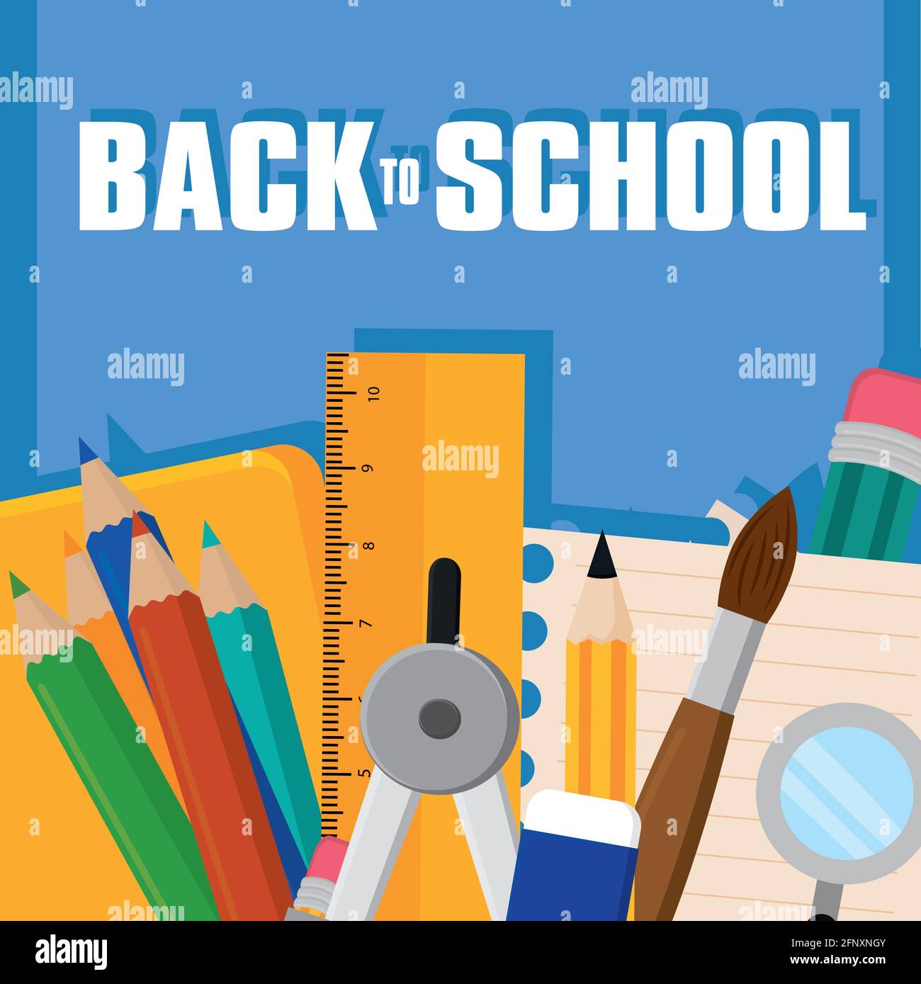 Back to school poster with school supplies Vector illustration Stock ...