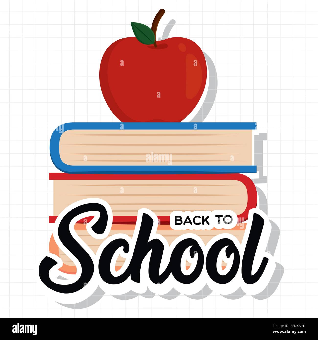 Apple on a stacked books Back to school Vector illustration Stock ...