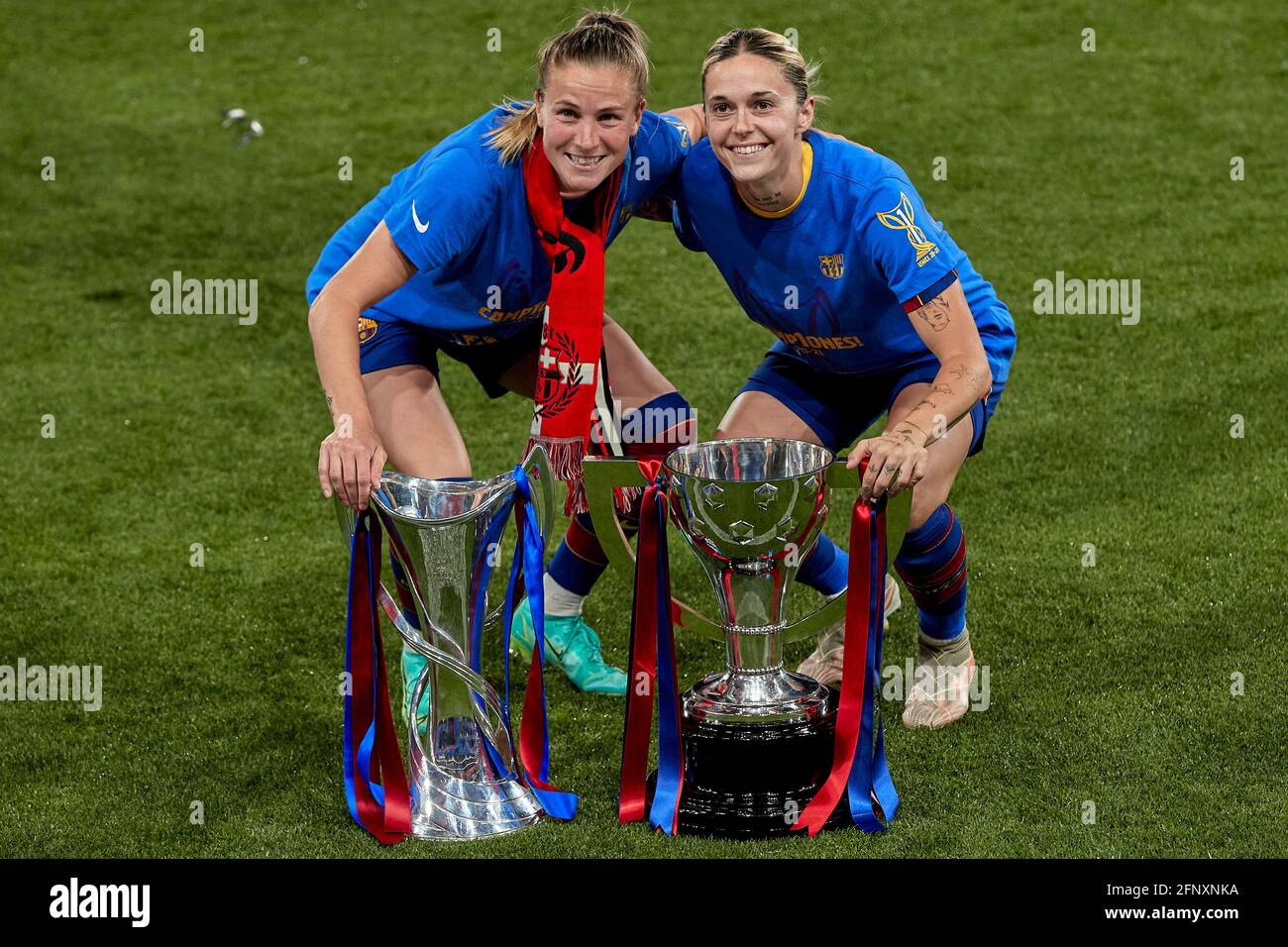 Barcelona, Spain. 19th May, 2021. Ana Crnogorcevic and Maria Leon of FC ...