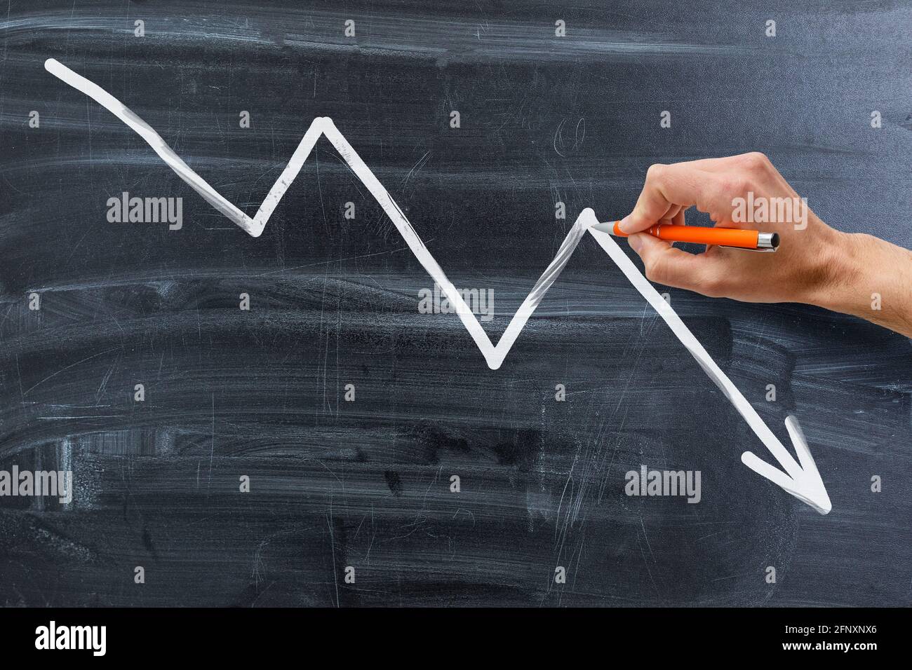 Hand drawing business graph declining hi-res stock photography and ...