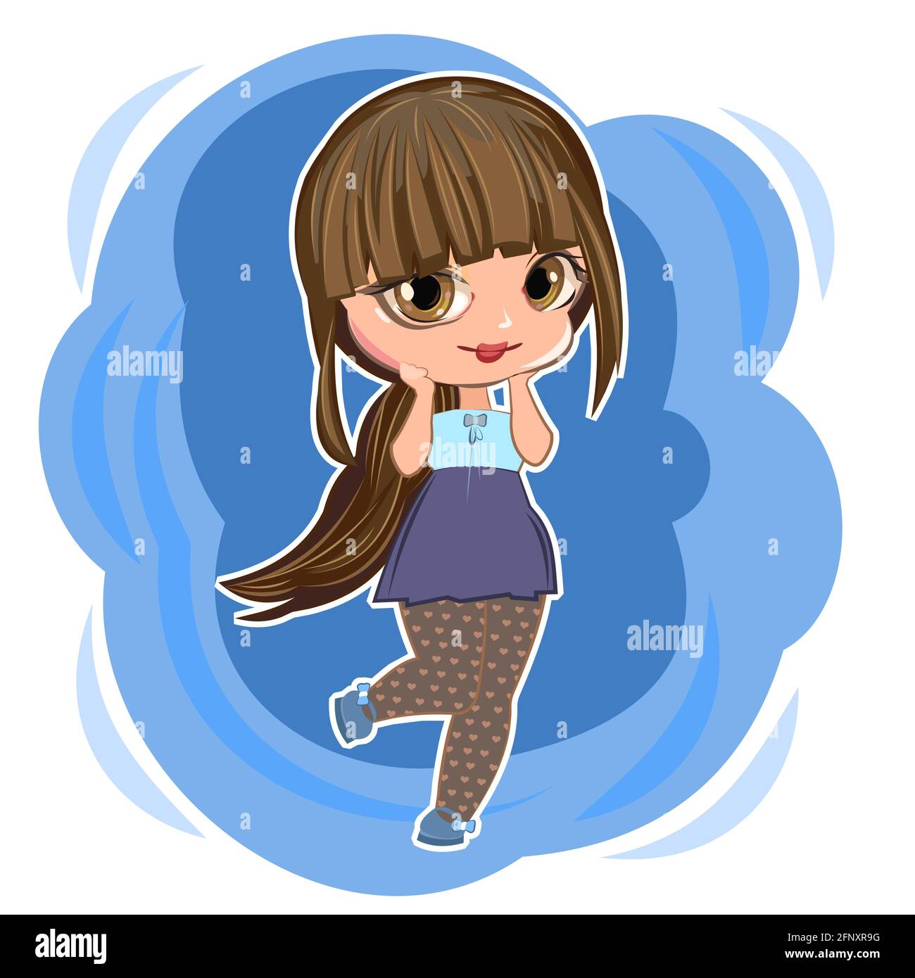 Little girl in a beautiful skirt. Nice, funny flirt. Handsome ...