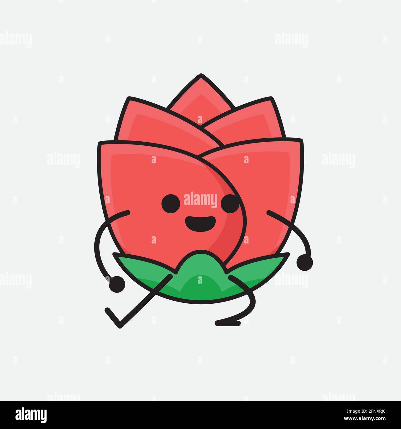 Vector Illustration of Flower Character with cute face, simple hands ...