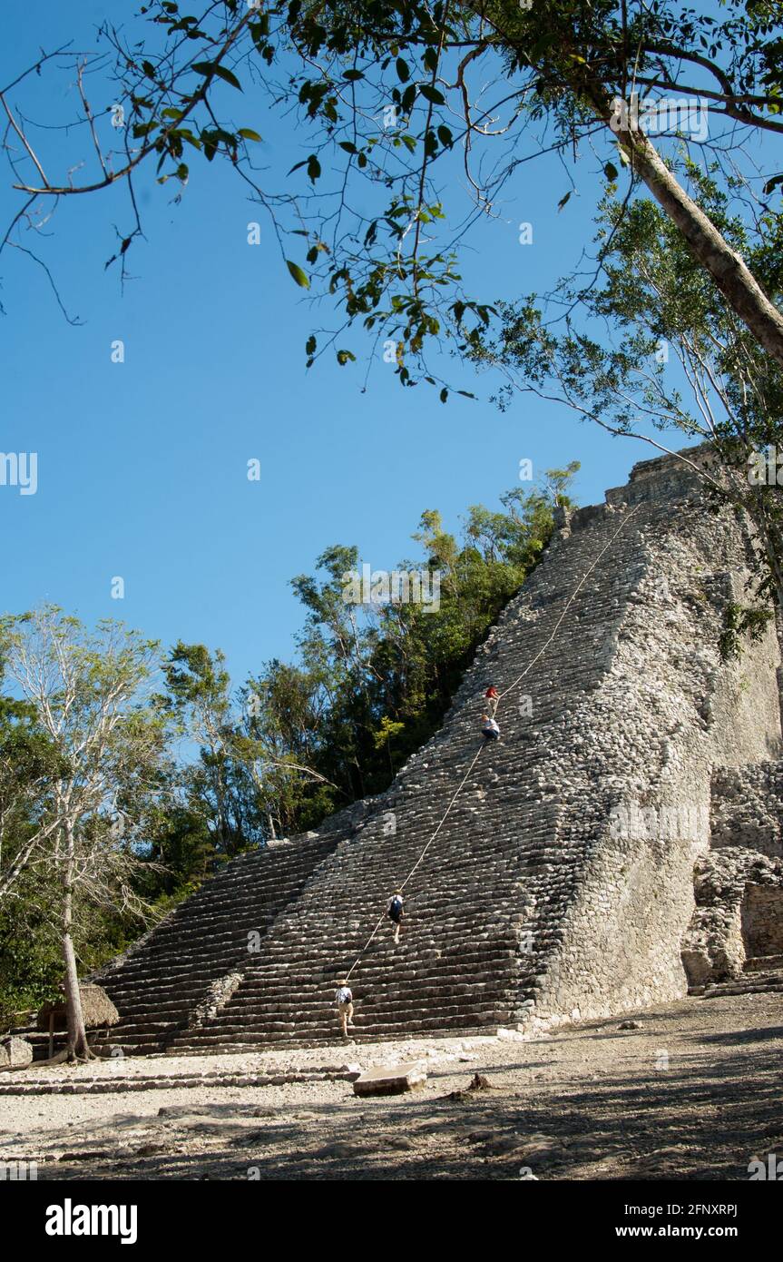 Nohoch Mul pyramid, Mayan archeological site Stock Photo - Alamy