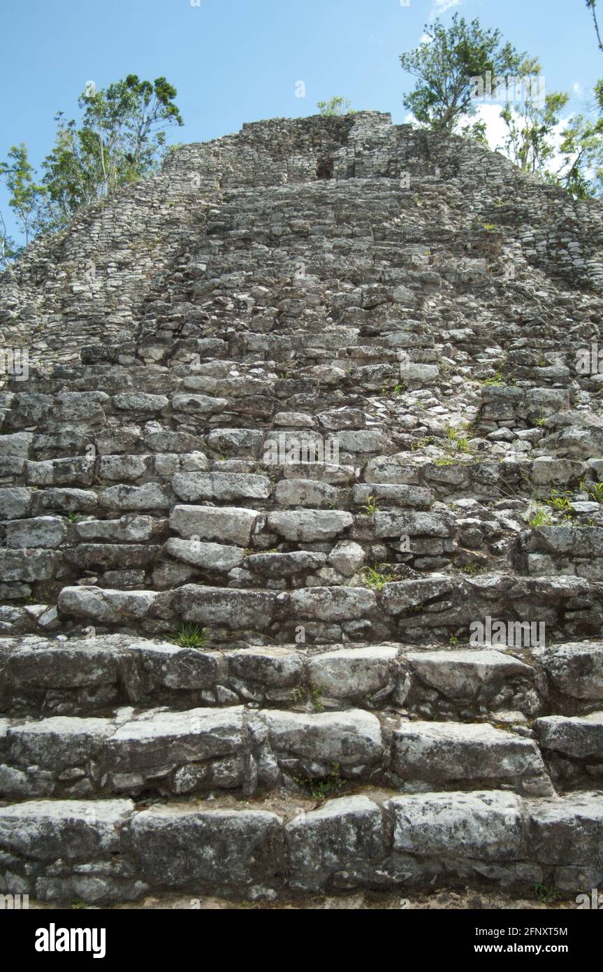 Pyramid of Nohoch Mul, Coba Mayan archaeological site of Coba Stock ...