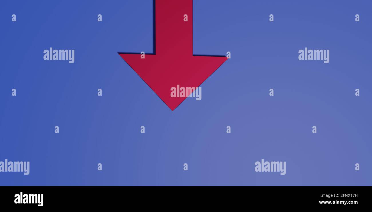 arrow pointing down . Stock market correction symbol . Price collapse ...